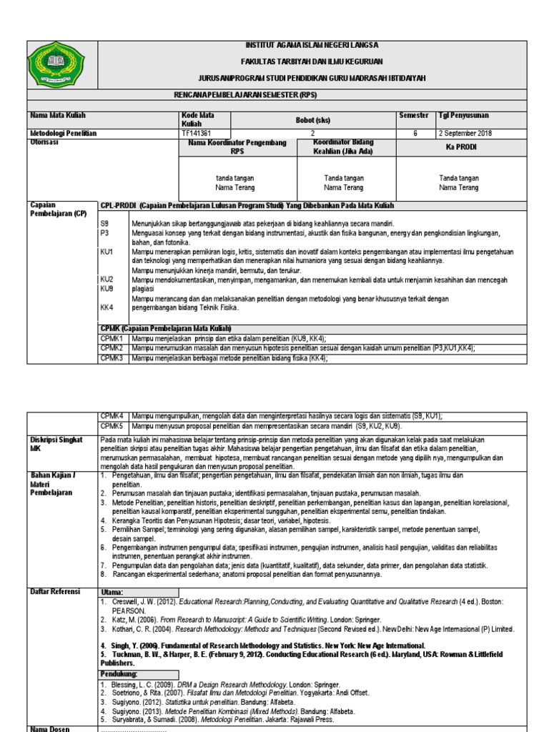 RPS Bahasa Inggris | PDF