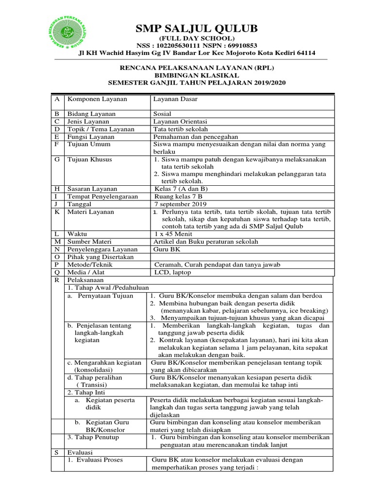 RPL KLASIKAL KLS 7 Lay Orientasi | PDF | Karier & Perkembangan