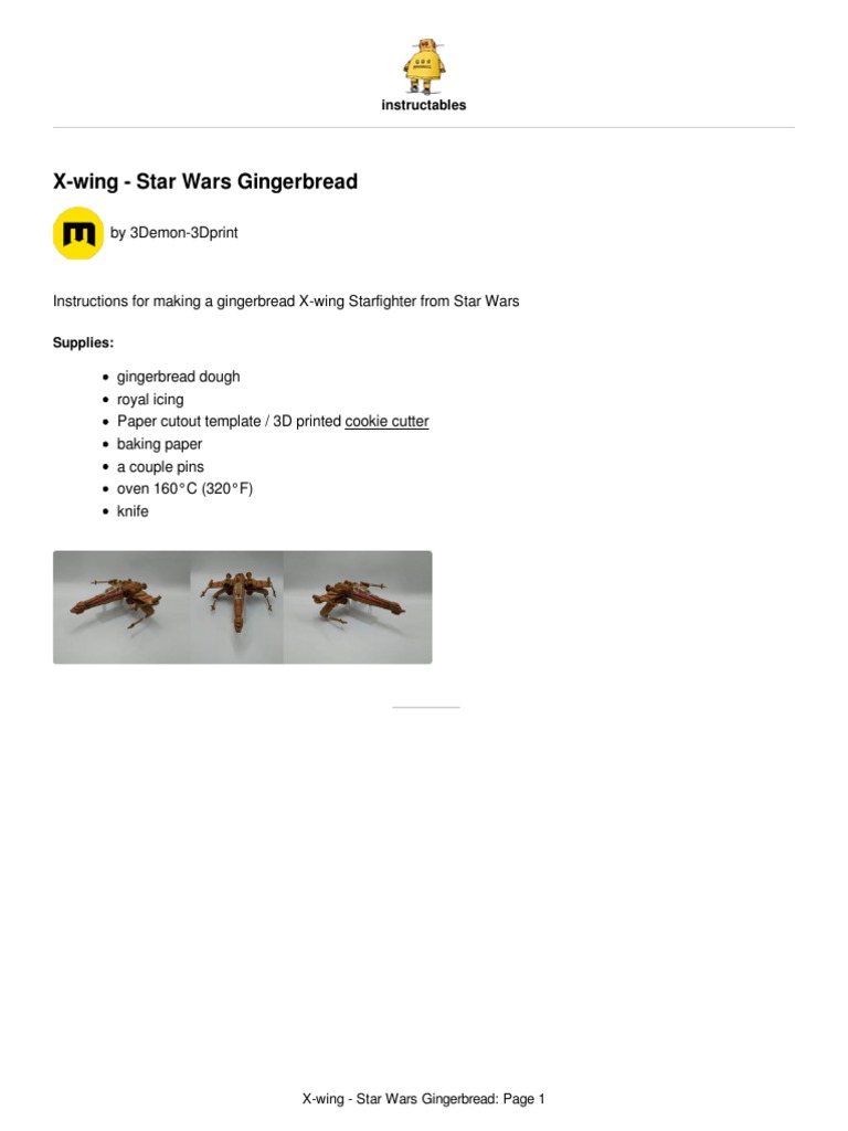 X Wing Star Wars Gingerbread | PDF