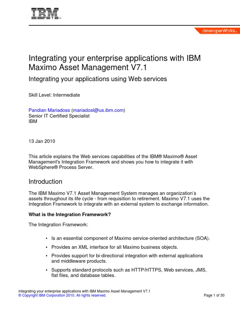 Integrating Your Enterprise Applications With IBM Maximo Asset ...