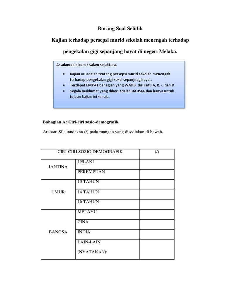 Borang Soal Selidik 11.11 | PDF