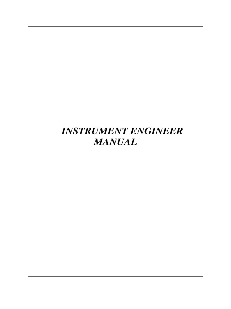 Instrument Engineer Manual | PDF