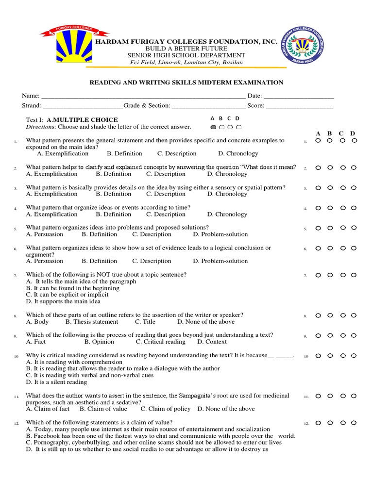 Final Examination Reading & Writing | PDF