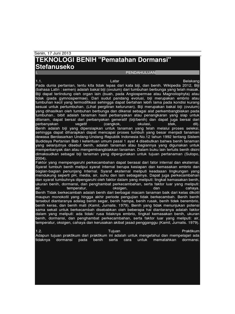 Laporan Pematahan Dormansi | PDF