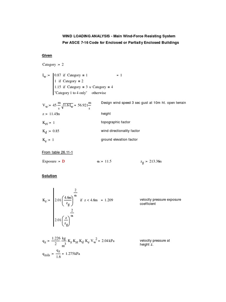 ASCE 7-16 Wind Load Calculation Guide | PDF