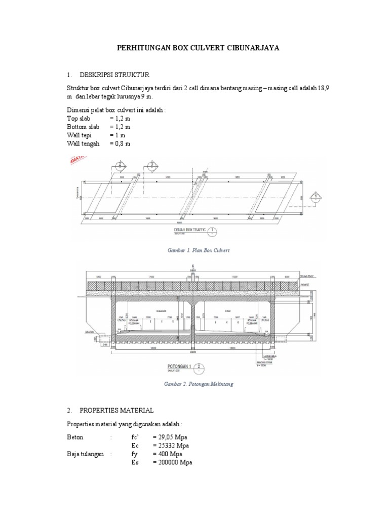 PERHITUNGAN BOX CULVERT CIBUNARJAYA Rev2 | PDF | Metode & Bahan Ajar