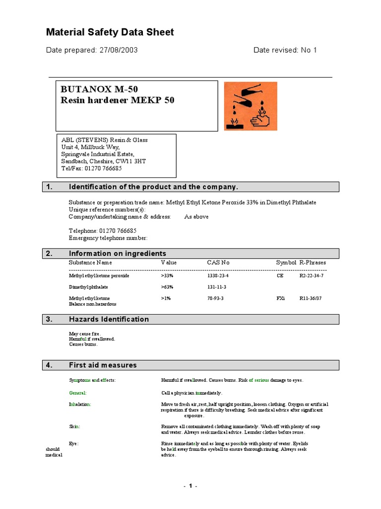 Mekp50 Msds-Mekp PDF | PDF