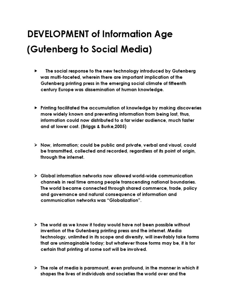 DEVELOPMENT of Information Age | PDF