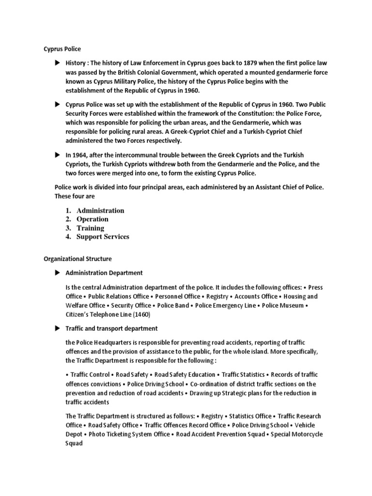 Cyprus Police Structure and Ranks | PDF