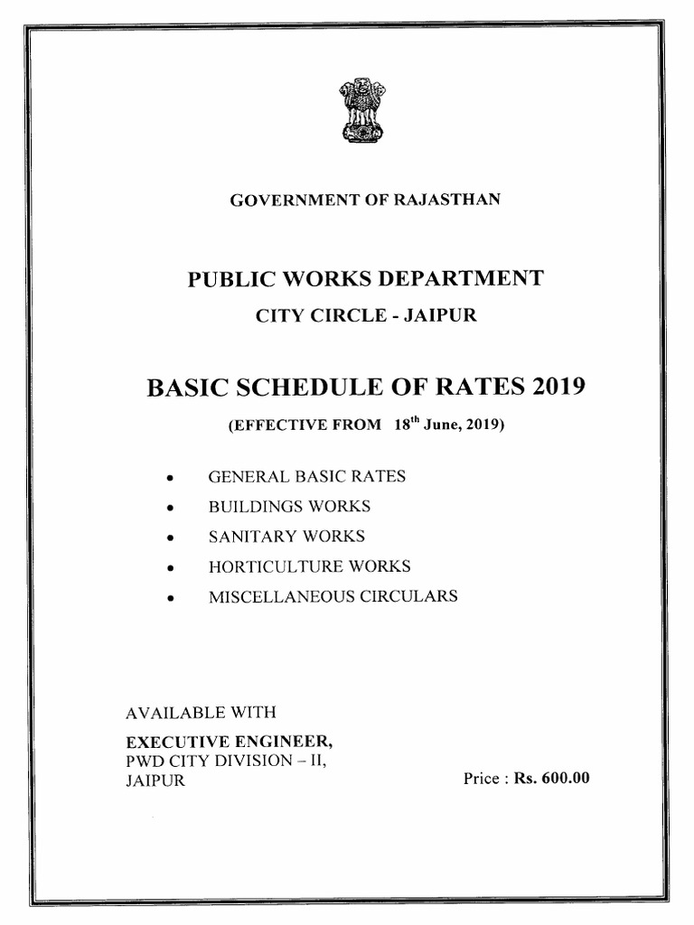 PWD City Circle Jaipur Building BSR-2019 PDF | PDF