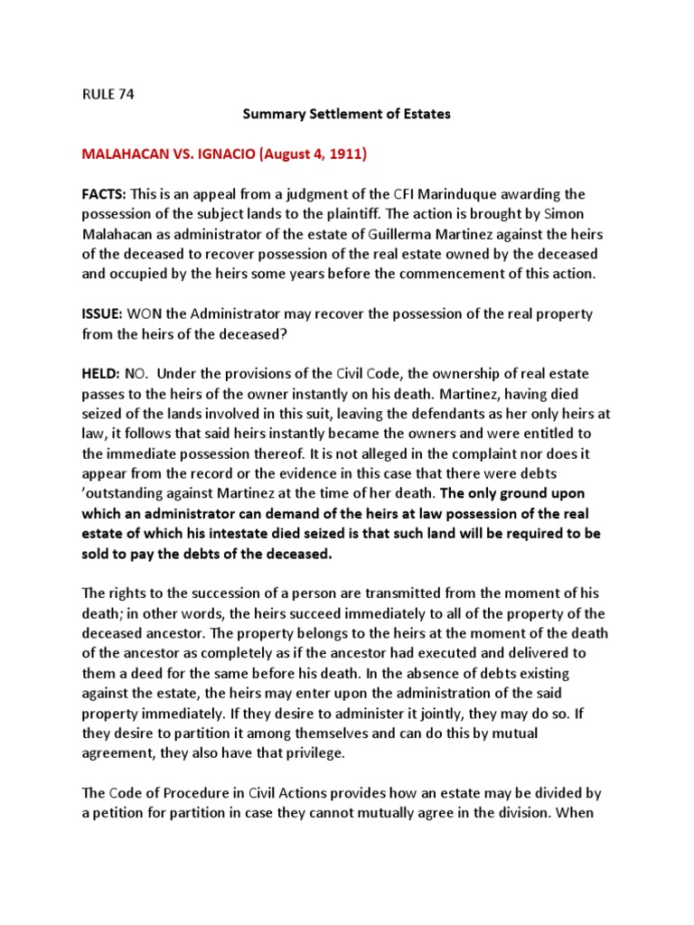 Rule 74-76 Digest | PDF