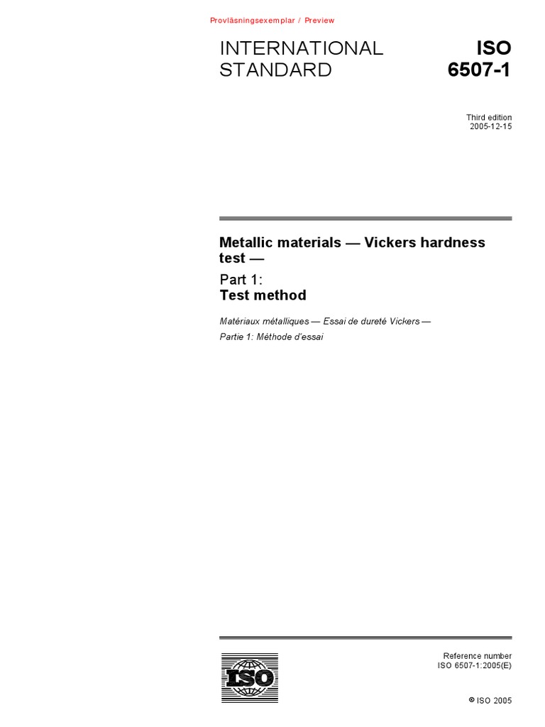 Norma ISO 6507-1 - 2005 PDF | PDF