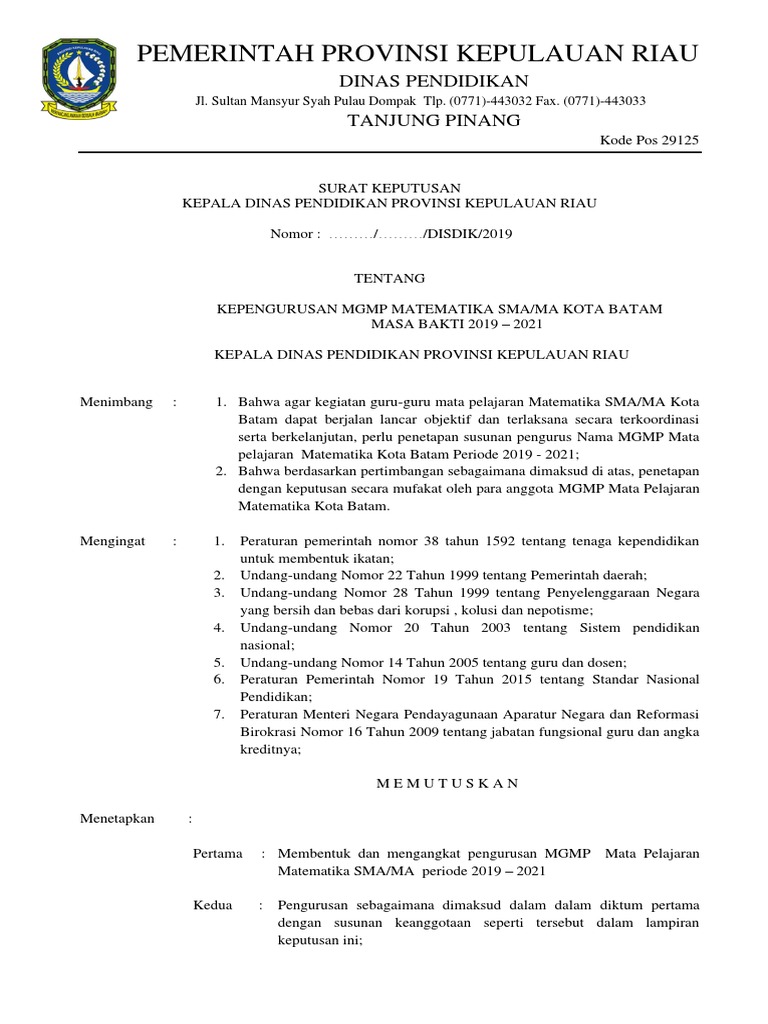 SK MGMP SMA Kota Batam PDF | PDF