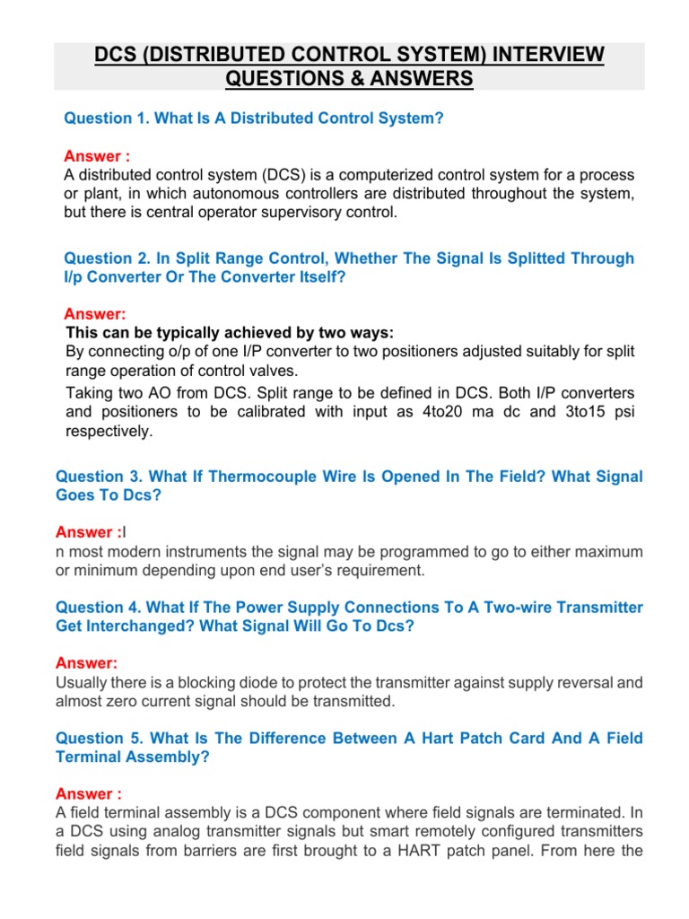DCS Interview Questions and Answers-4 | PDF