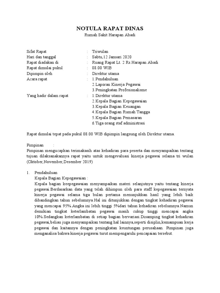 Notula Rapat Dinas | PDF