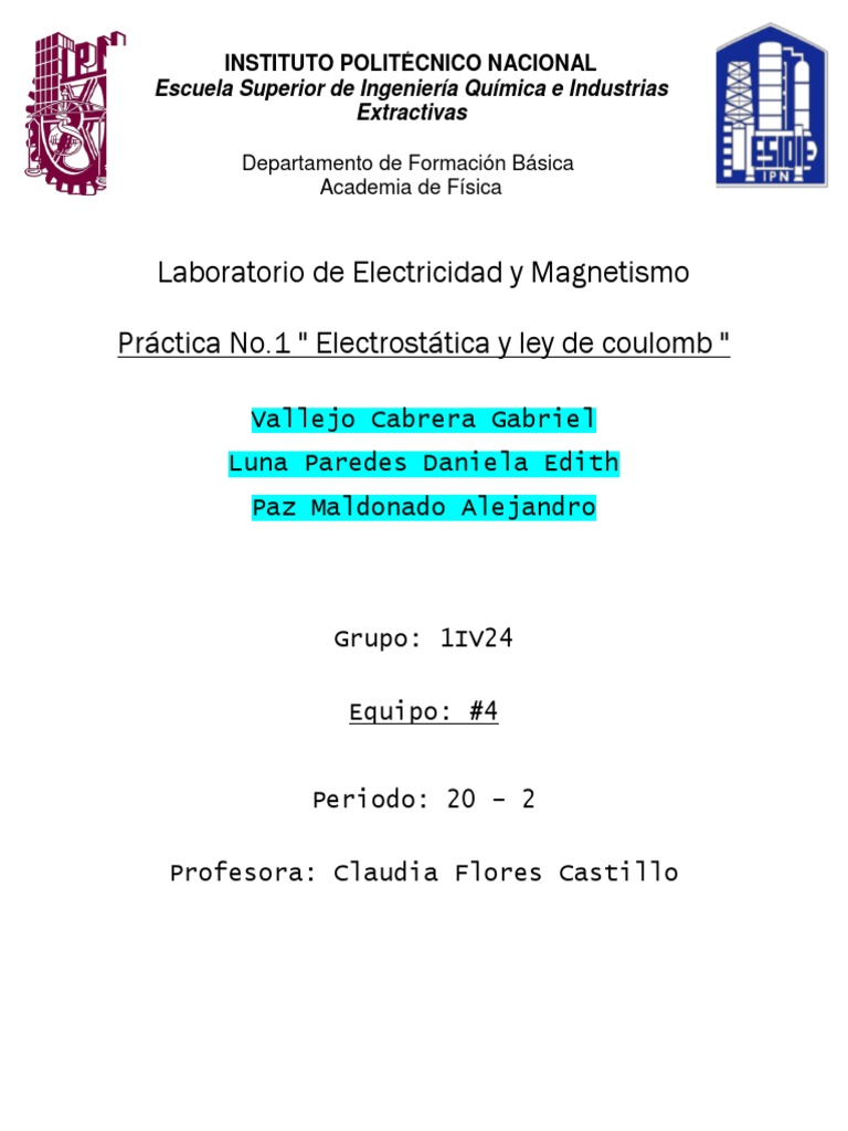 Practica 1. Electrostática y Ley de Coulomb | PDF | Electrostática | Carga eléctrica