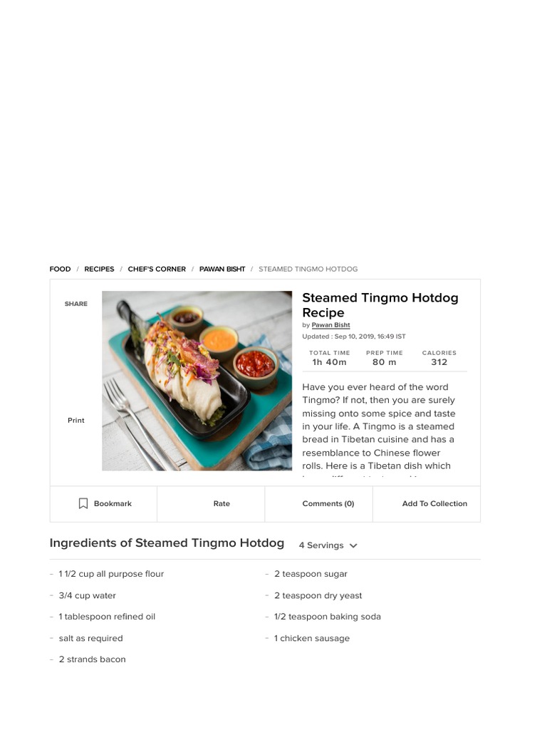 Steamed Tingmo Hotdog Recipe | PDF | Dough | Breads