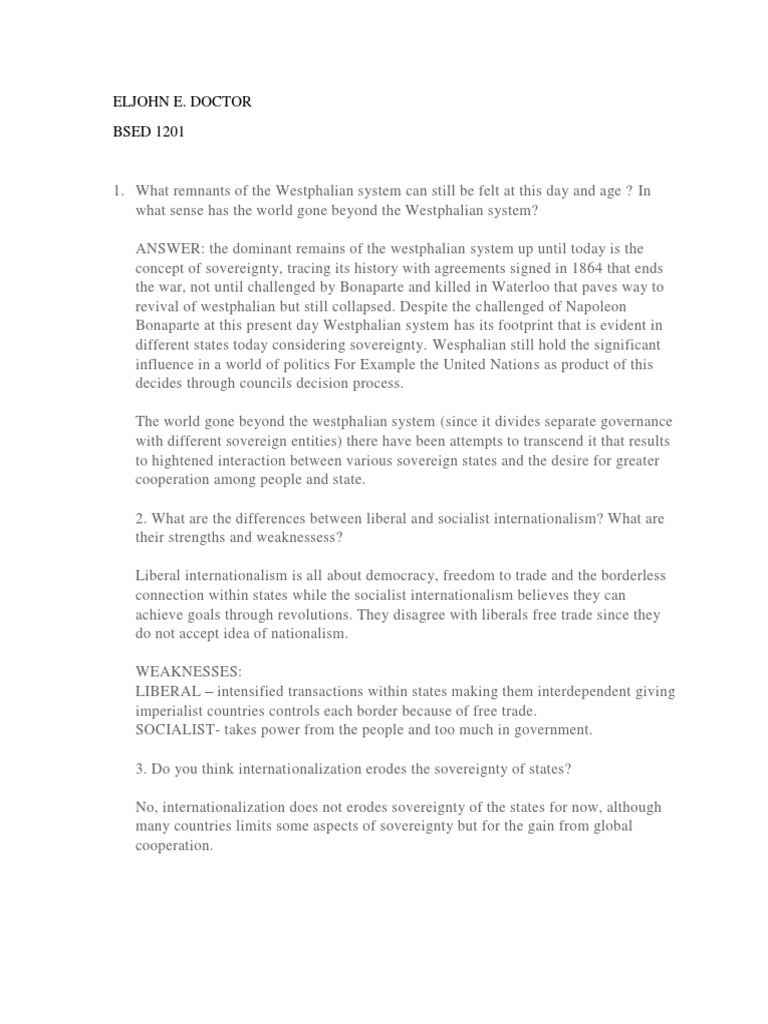 What Remnants of The Westphalian System Can Still Be Felt at This Day ...