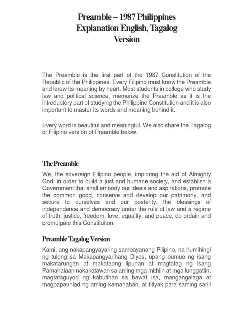 Preamble Philippine Constitution