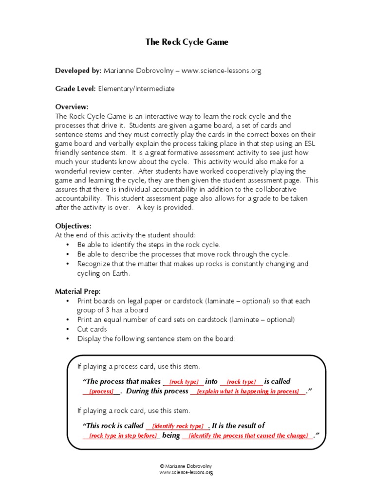 Rock Cycle Board Game | PDF | Magma | Rock (Geology)
