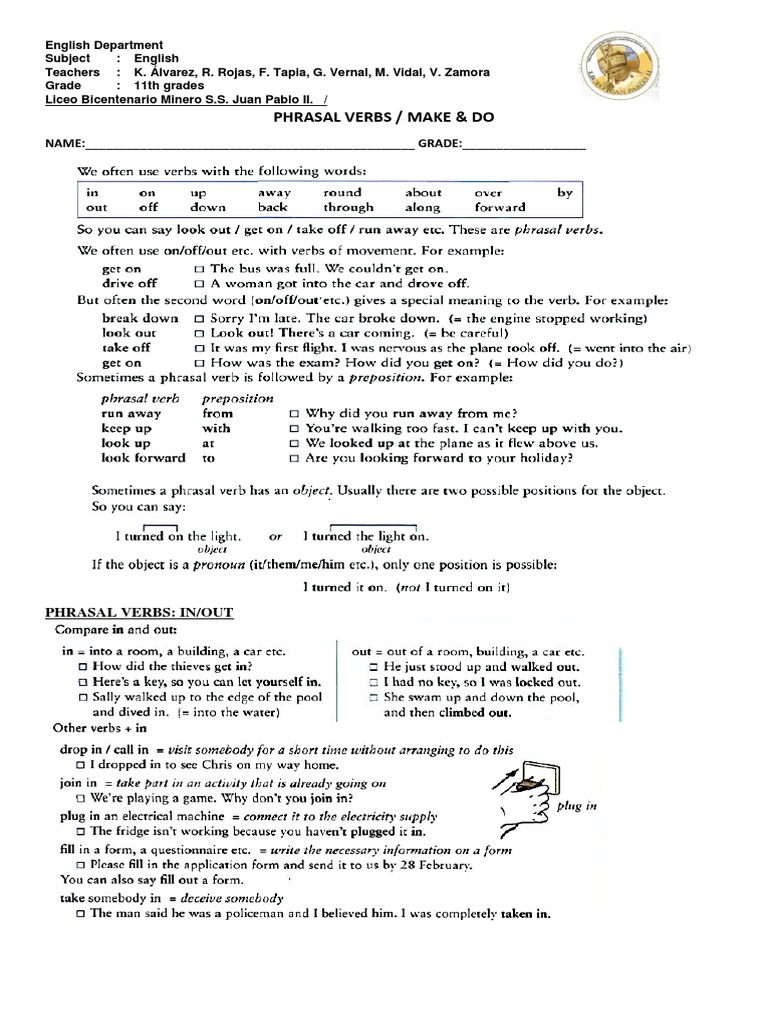 Phrasal Verbs: Make and Do | PDF | Language Mechanics | Linguistic ...