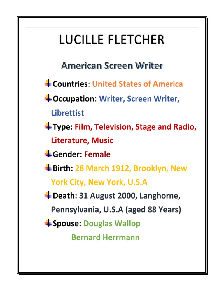 American Writer Lucille Fletcher | PDF