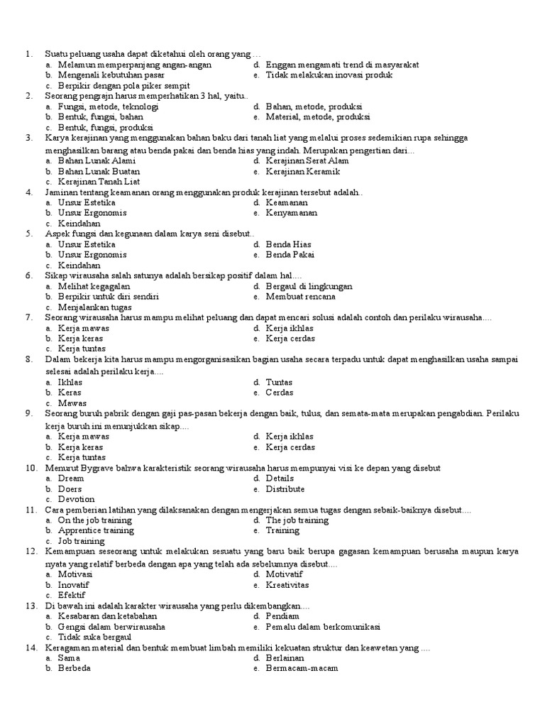 Soal PKK TGB 3 | PDF