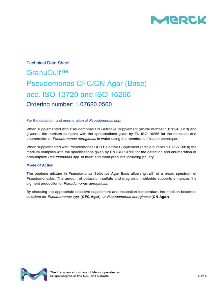 MM - TechDS - 1707 - New Pseudomonas CFC CN Agar Base | PDF | Agar ...