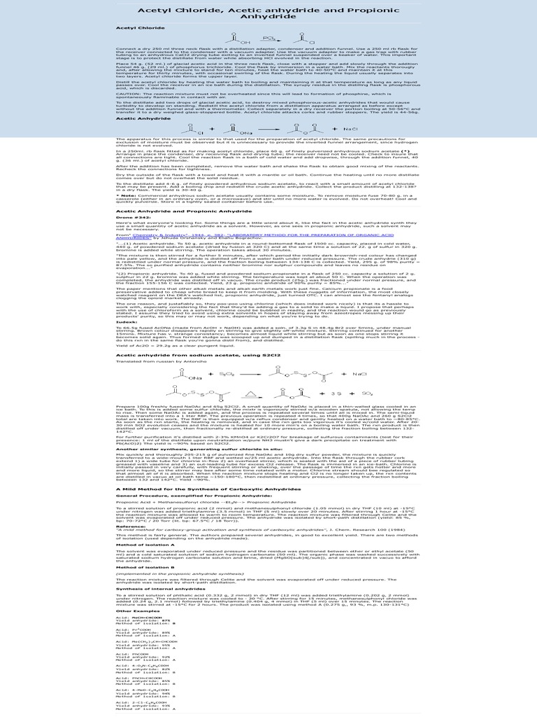 Synthesis of Acetic and Propionic Anhydrides | PDF | Distillation ...