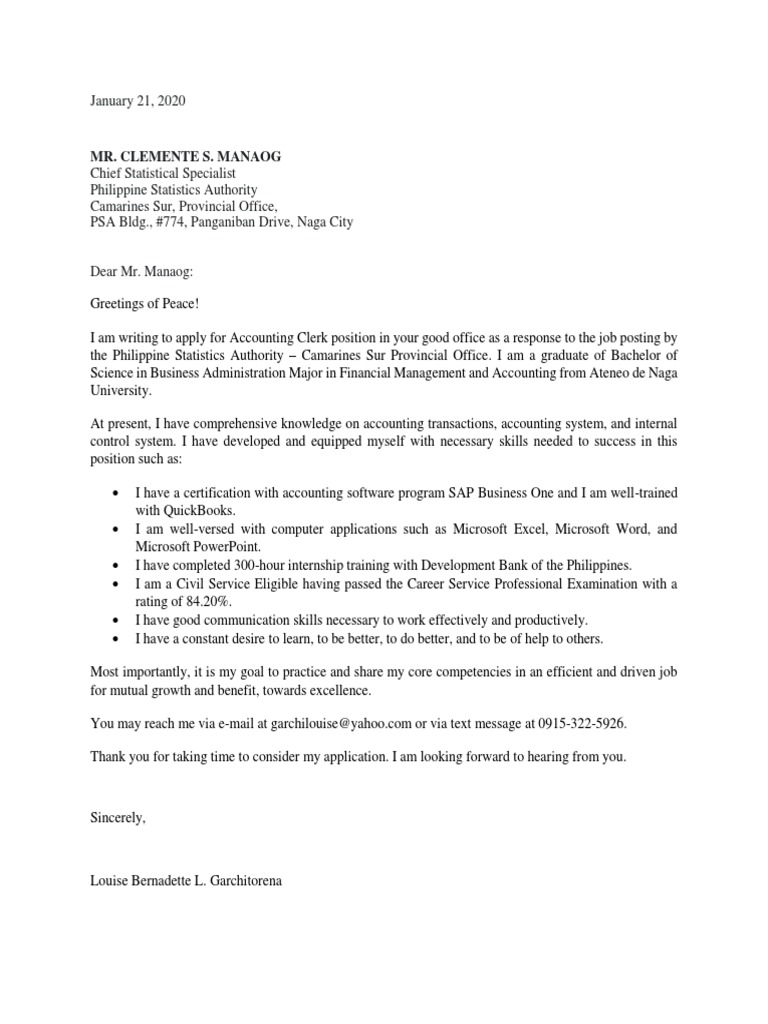 PSA Application Letter | PDF