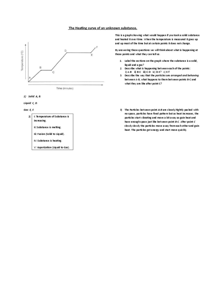 Worksheet On Heating Curve (Part 1) | PDF | Liquids | Gases