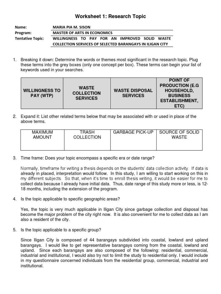 MARIA PIA SISON Worksheet 1 | PDF | Waste Management | Municipal Solid ...