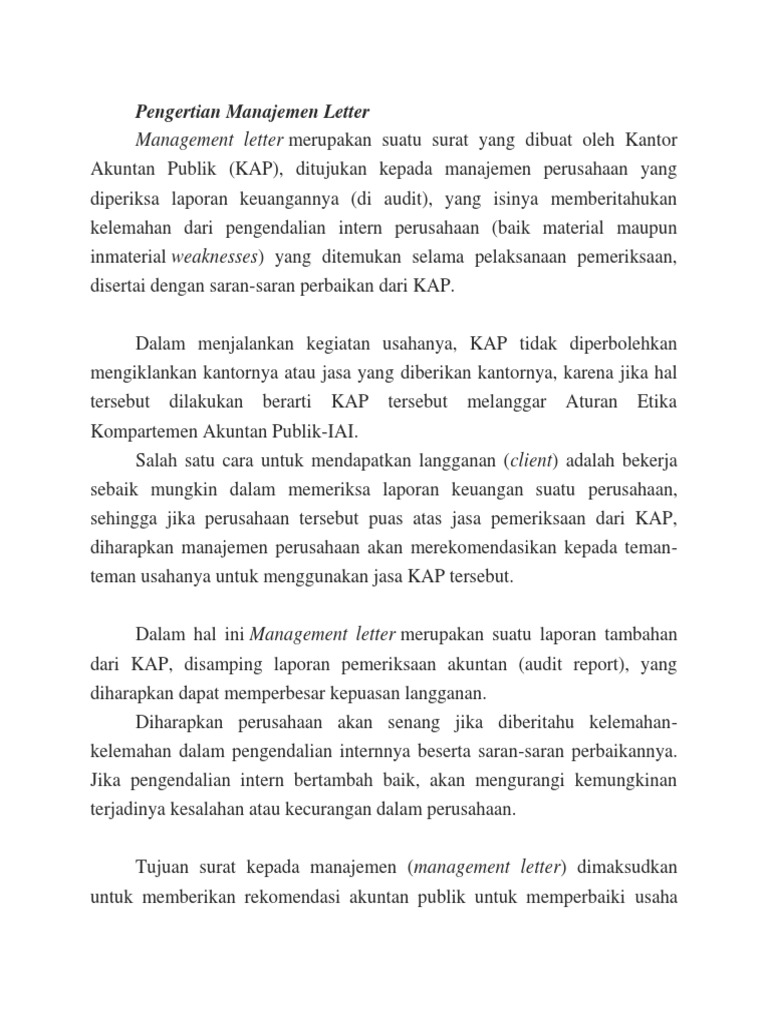 Manajemen Letter | PDF