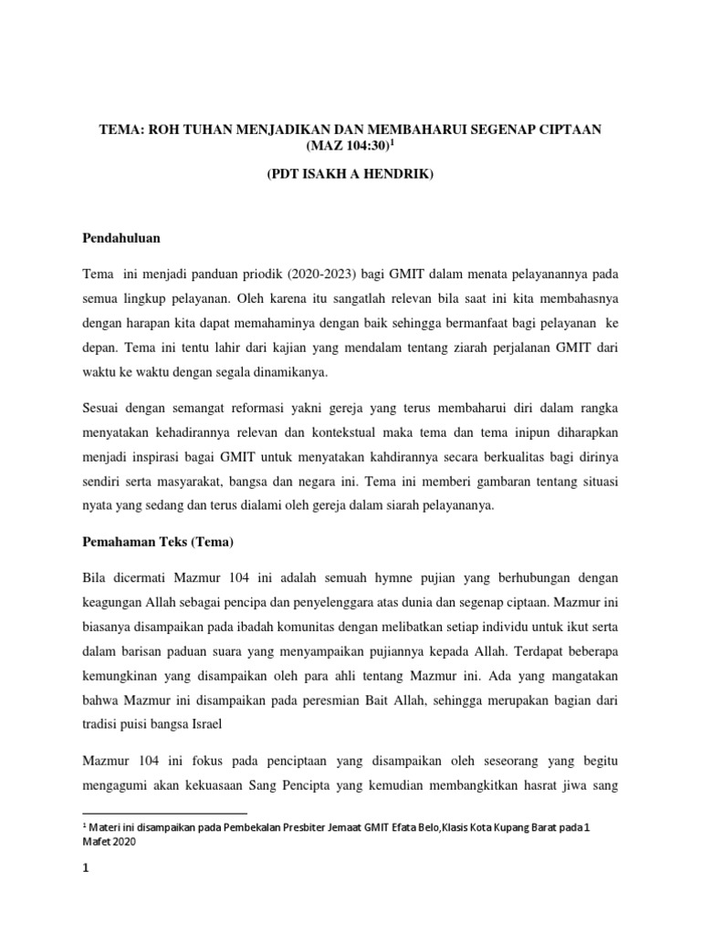 Tema Gmit 2020-2023 | PDF | Agama & Spiritualitas