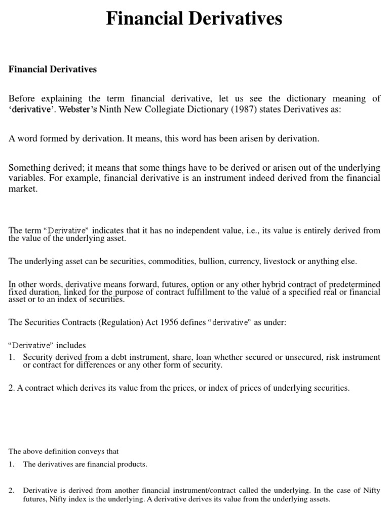 Understanding Financial Derivatives | PDF