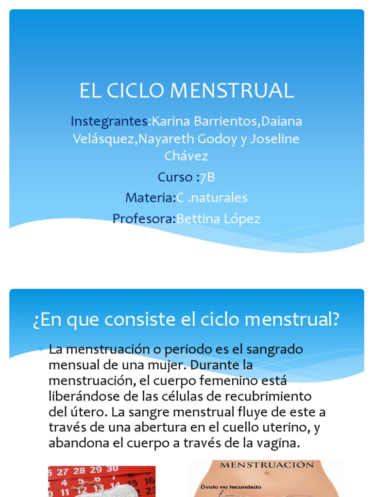 EL CICLO MENSTRUAL Karina Barrientos Joseline Chavez Nayareth Godoy y Daina Velasquez | PDF ...