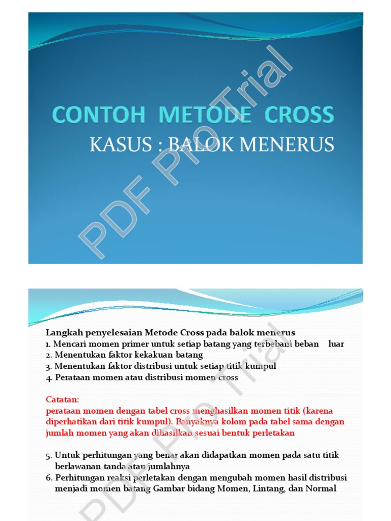 Contoh Metode Cross Balok Menerus | PDF