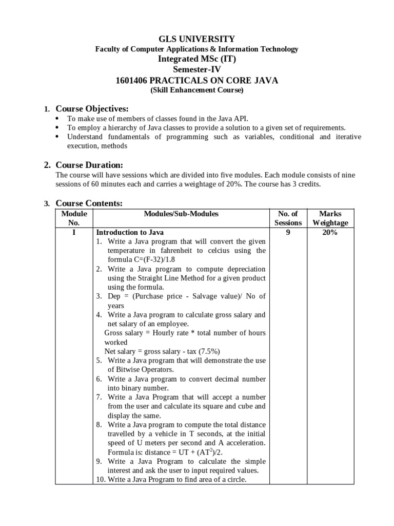 Practical Syllabus Pdf Class Computer Programming Method Computer Programming