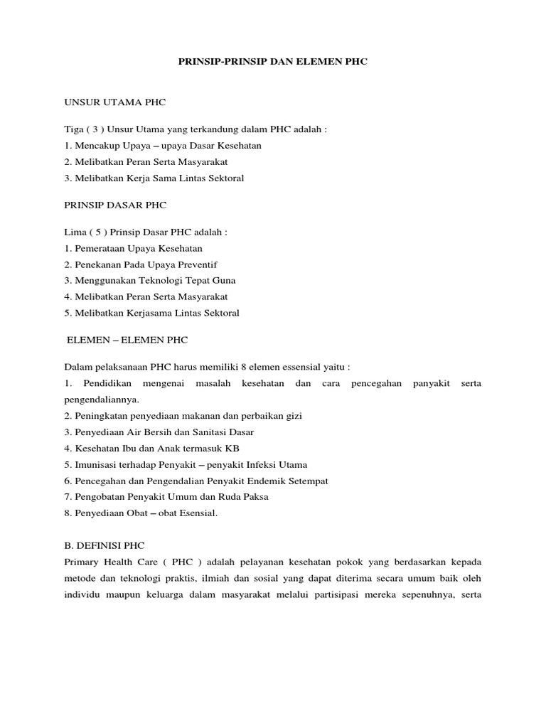 Prinsip Dan Elemen Phc Pdf