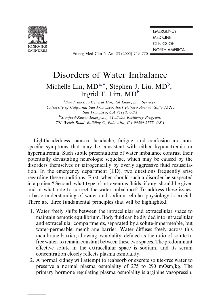 Disorders of Water Imbalance | PDF | Saline (Medicine) | Dehydration
