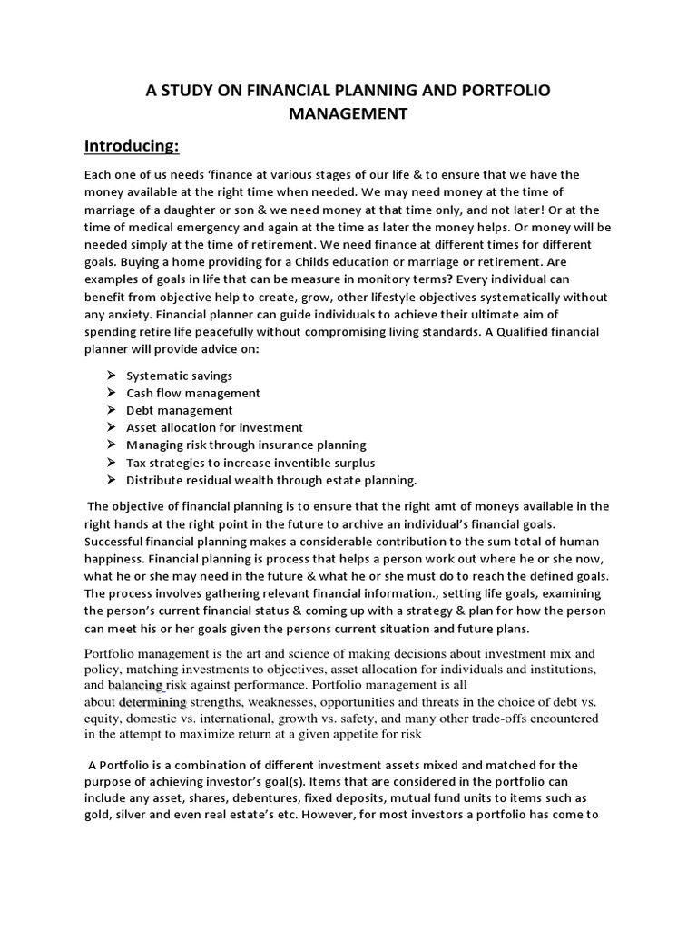 Financial Planning & Portfolio Management | PDF | Investment Management ...
