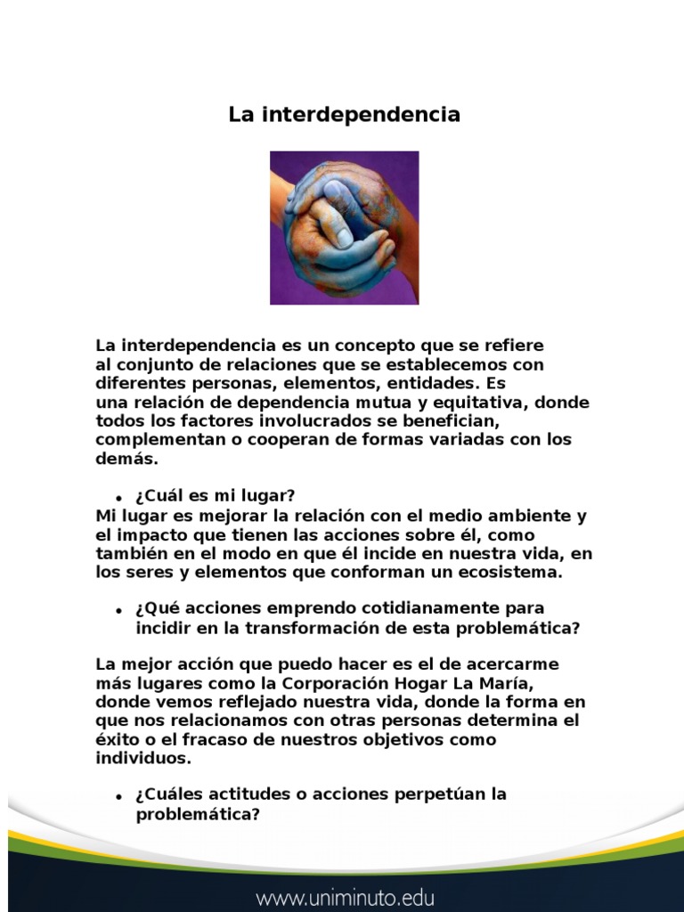 La interdependencia: concepto, relaciones y beneficios mutuos en un ...