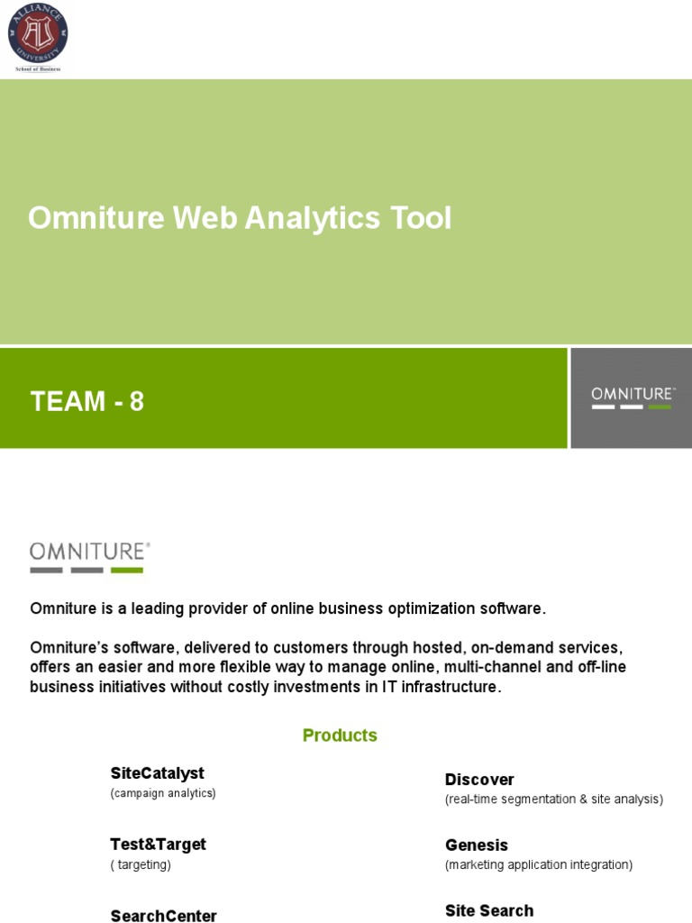 Omniture Web Analytics Tool: Team - 8 | PDF | Hewlett Packard | Analytics