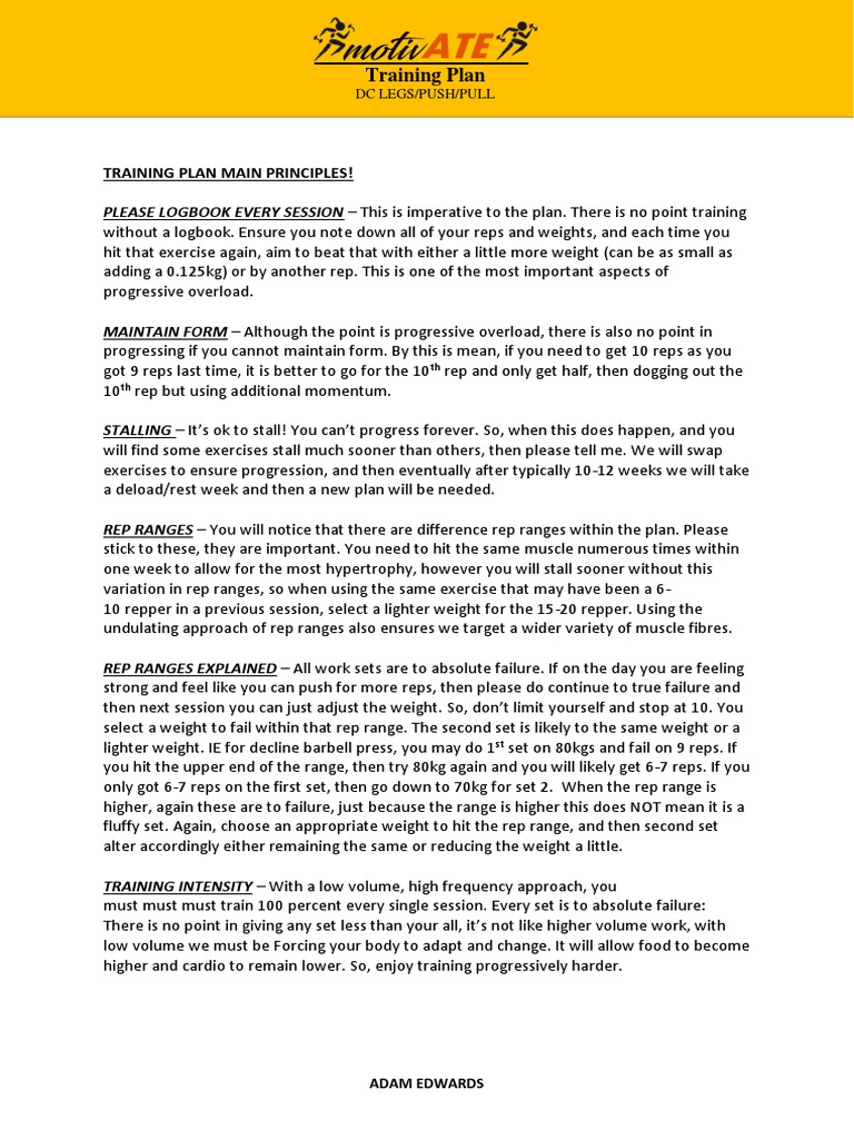 DC Push/Pull/Legs Training Plan | PDF | Human Anatomy | Musculoskeletal ...