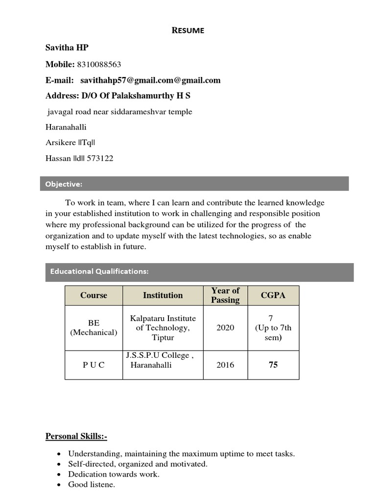 Savitha Resume | PDF