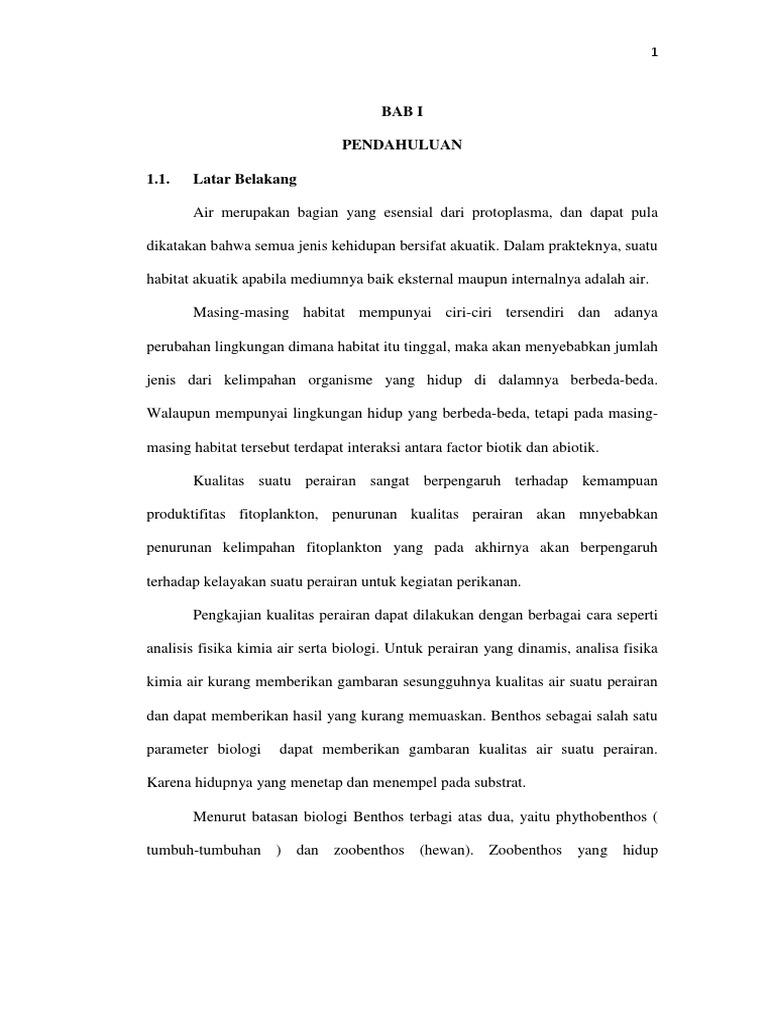 ANALISIS KOMPOSISI DAN KELIMPAHAN MAKROBENTHOS DI WADUK FAPERIKA | PDF