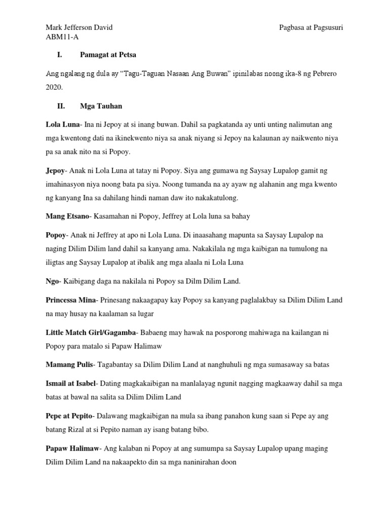 P.A.P Pagsusuri NG Dula | PDF