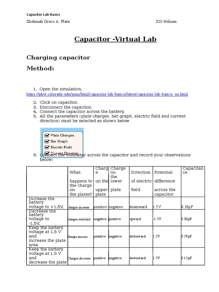 Capacitor Virtual Lab | PDF | Capacitor | Voltage