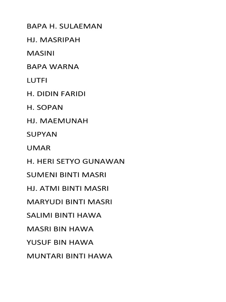 Nama Nama Orang Tua | PDF