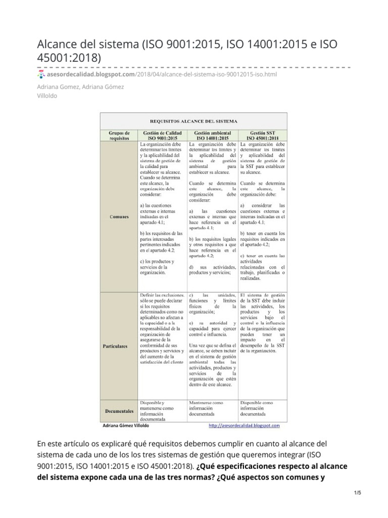Alcance Del Sistema ISO 90012015 ISO 140012015 e ISO 450012018 | PDF | Sistema de manejo de ...